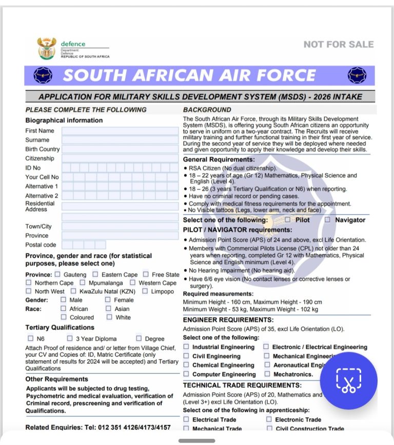 2026 Intake: Application for Military Skills Development System (MSDS ...